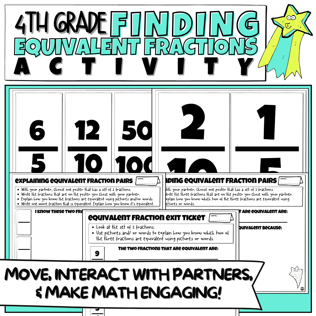 Fourth Grade Finding Equivalent Fractions Activitiy and Exit Ticket
