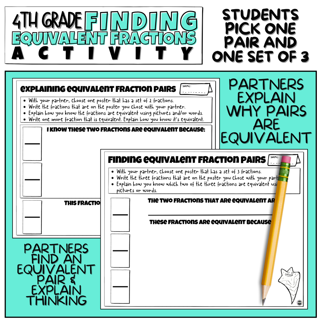 Fourth Grade Finding Equivalent Fractions Activitiy and Exit Ticket