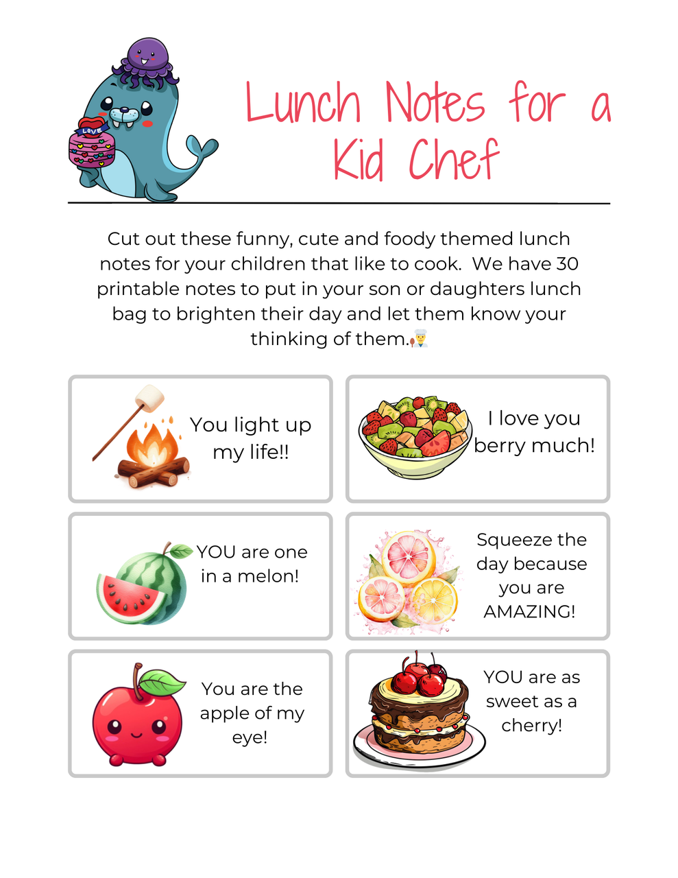 Lunch Notes for a Kid Chef