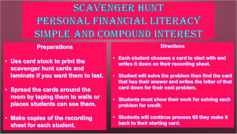 Simple & Compound Interest Scavenger Hunt - Amped Up Learning