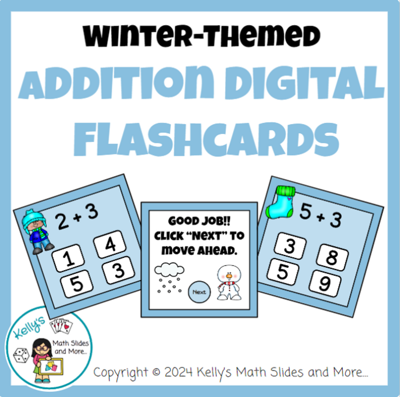 Addition Digital Flashcards - Winter-Themed - Amped Up Learning