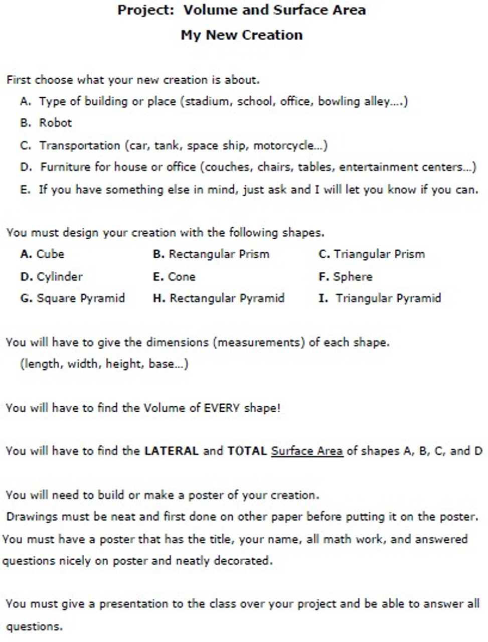 Volume & Surface Area Project - Amped Up Learning