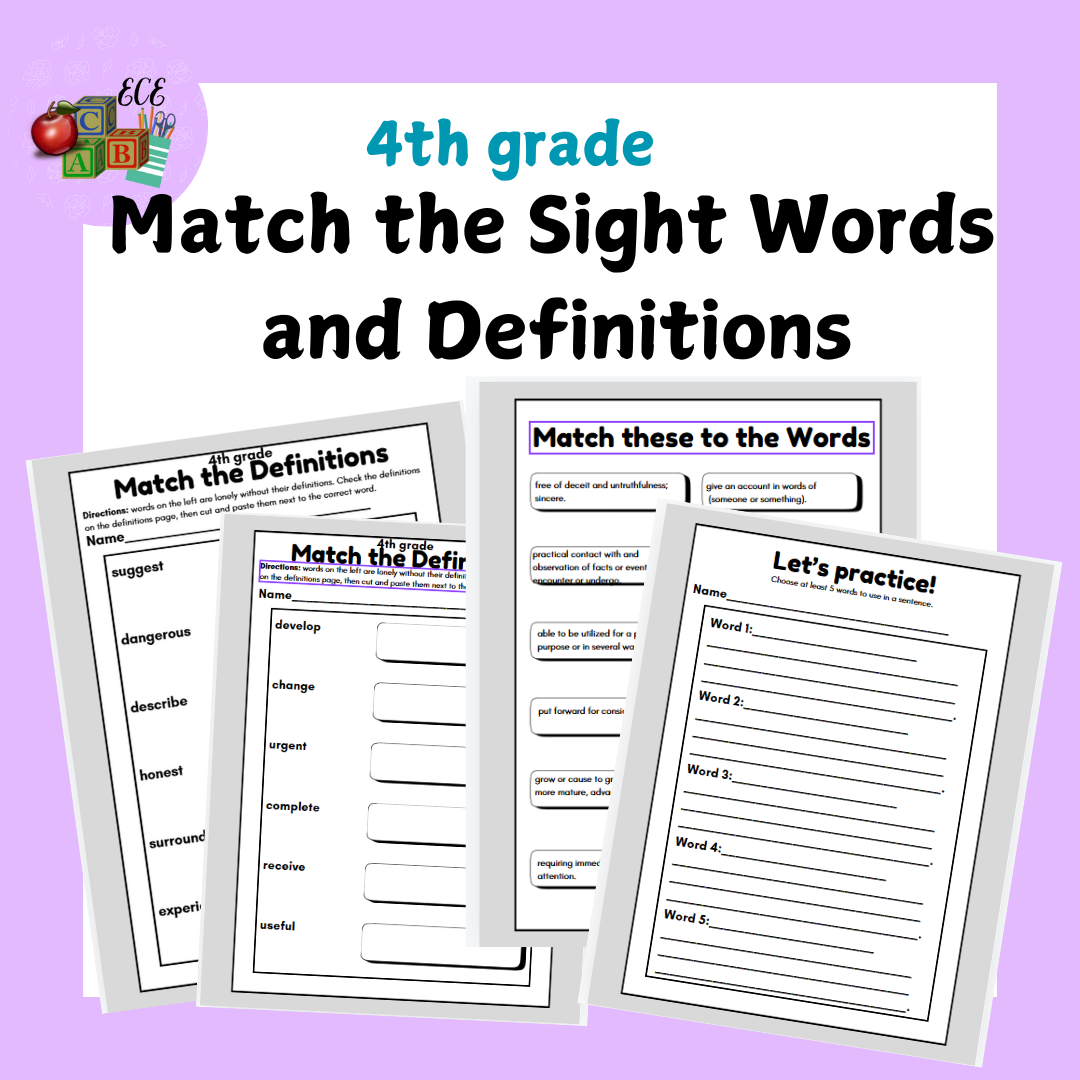 Sight Words [4th grade]: Match the Definitions