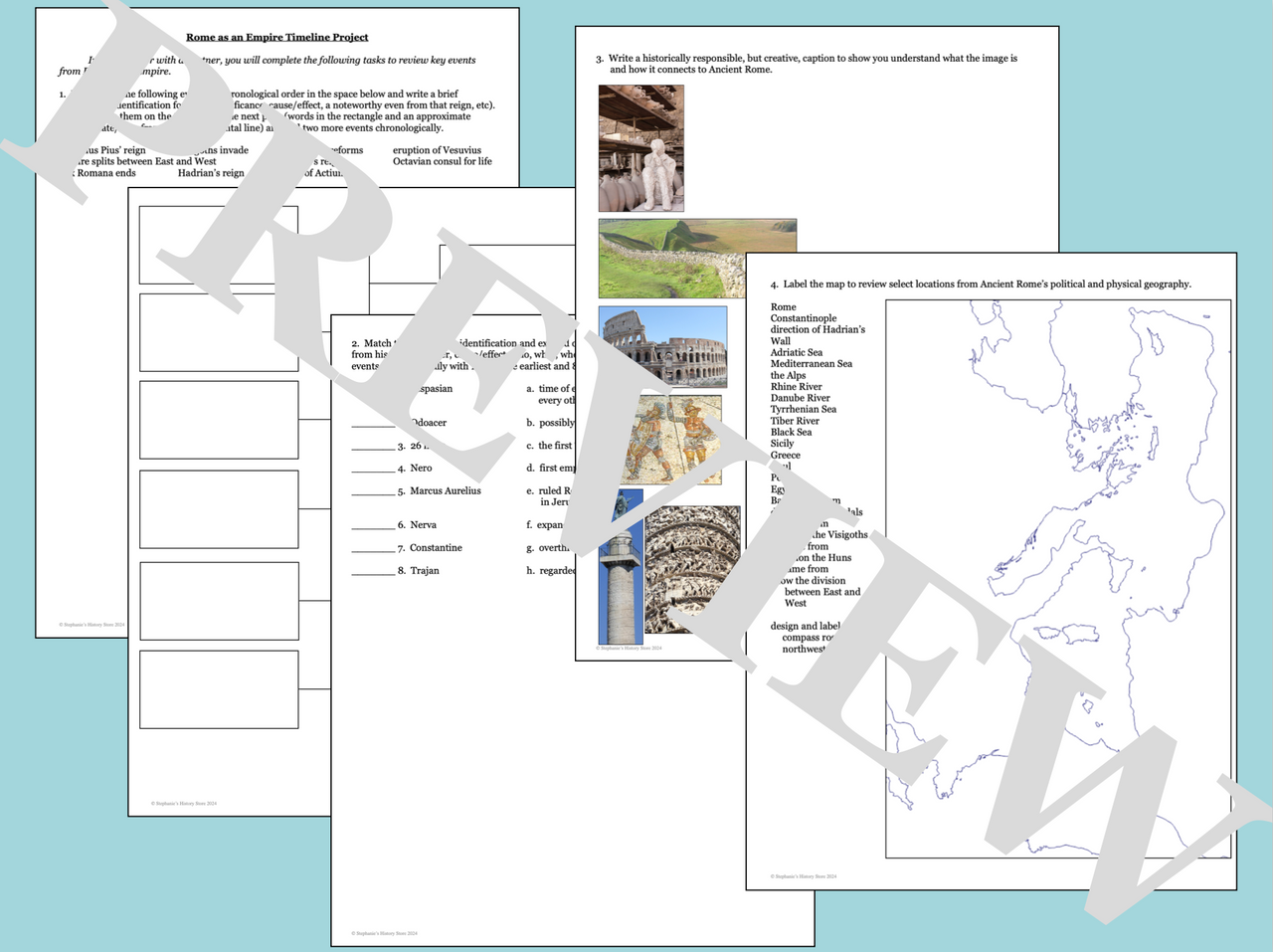 Roman Empire Timeline Image Analysis and Map Stations Review Activity