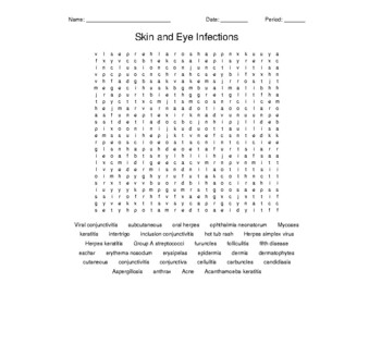 Skin and Eye Infections Word Search for a Microbiology Course - Amped ...