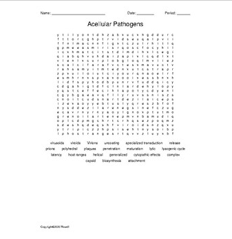 Acellular Pathogens Word Search for a Microbiology Course - Amped Up ...