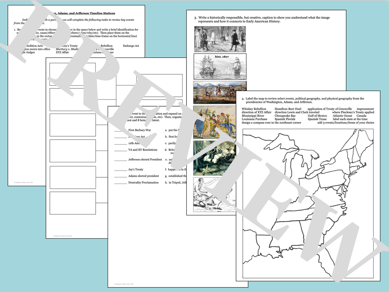 Early American History Timeline Map Image Analysis Stations Activity