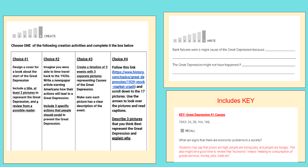 7 Step Great Depression Causes Handout