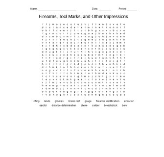 Firearms, Tool Marks, and Other Impressions Word Search for a Forensics ...