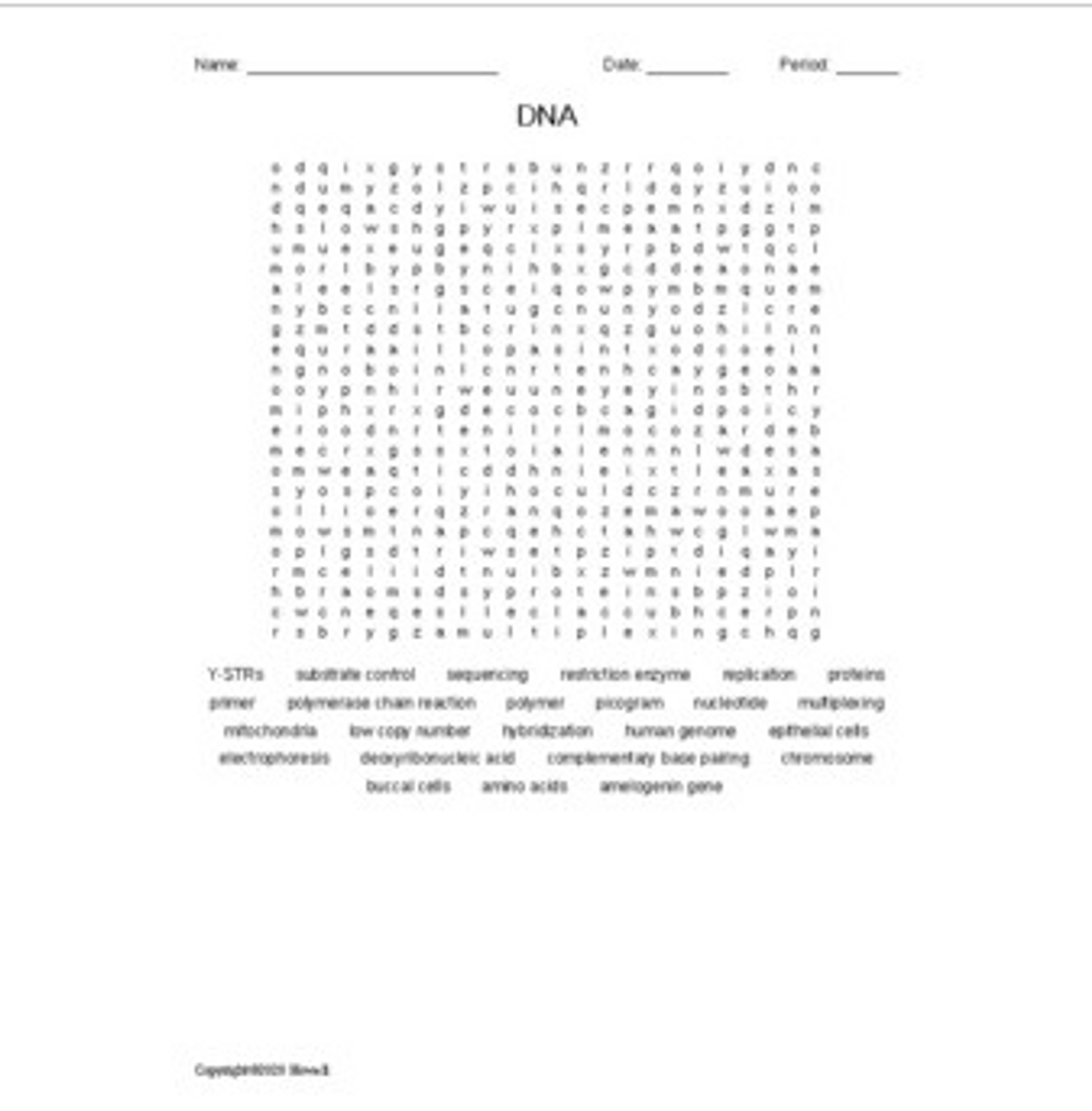 DNA Word Search for a Forensics Course - Amped Up Learning