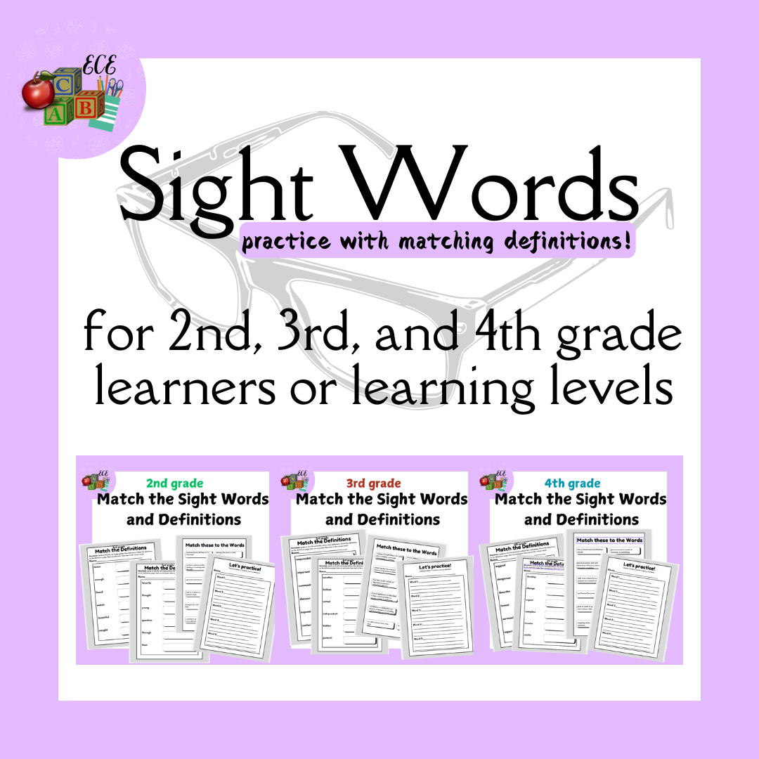 BUNDLE: Sights Words / Match the Definitions