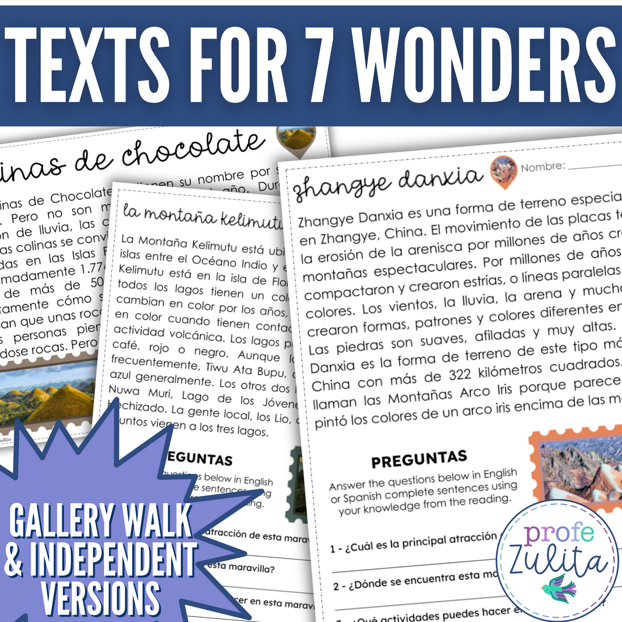 7 Wonders of Asia Spanish Culture & Geography Reading Passages ...
