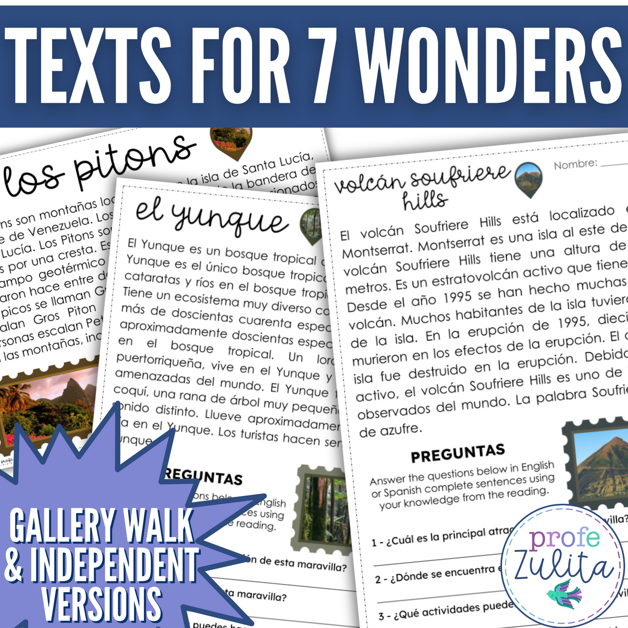 7 Wonders of El Caribe Spanish Culture & Geography Reading Passages ...
