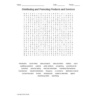 Creating Products and Pricing Strategies Word Search for a Business ...