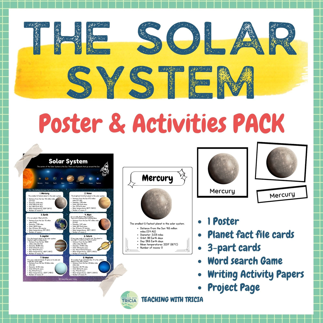The Solar System PACK- 8 Planets: Posters, Fact Cards, 3-Part Cards ...