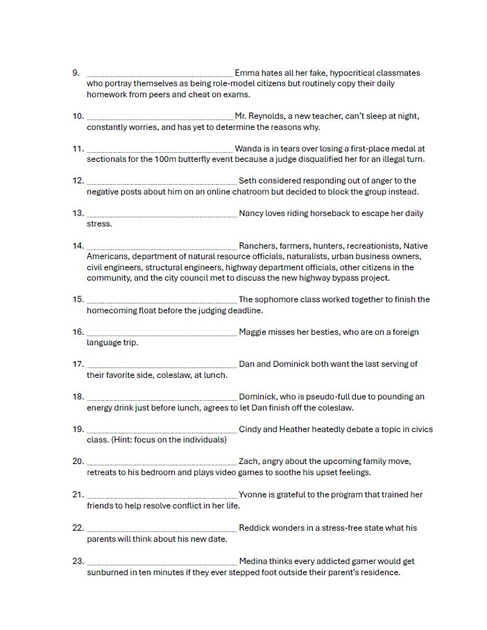 Life Skills and Conflict Resolution Scenario Identification Activity #2 ...