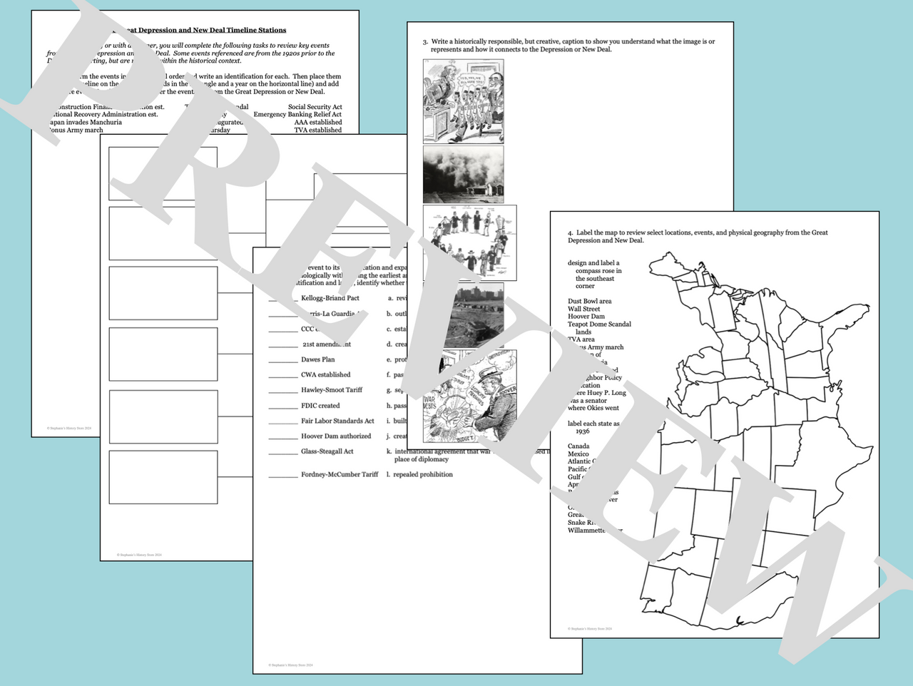 The Great Depression and New Deal Timeline Map Image Analysis Stations ...