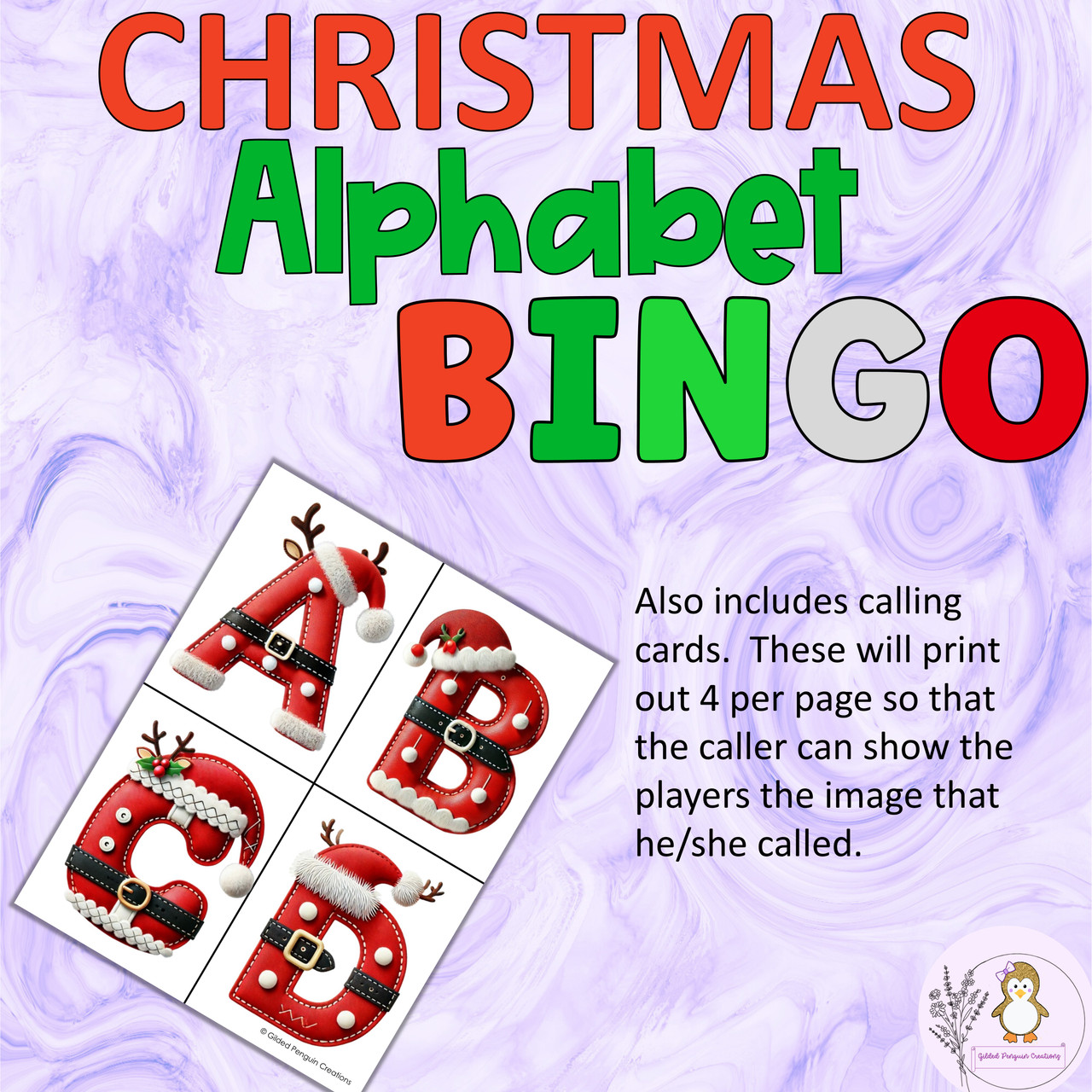Christmas Alphabet Bingo Cards Christmas Alphabet Activity Game - 5x5