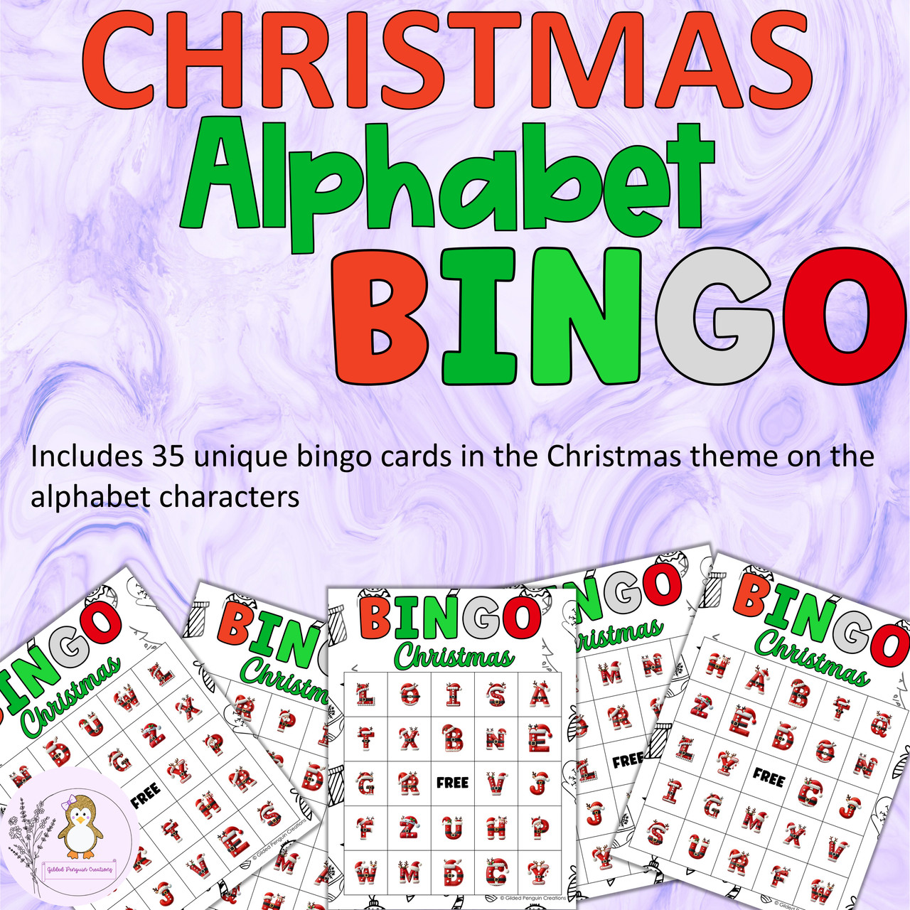 Christmas Alphabet Bingo Cards Christmas Alphabet Activity Game - 5x5