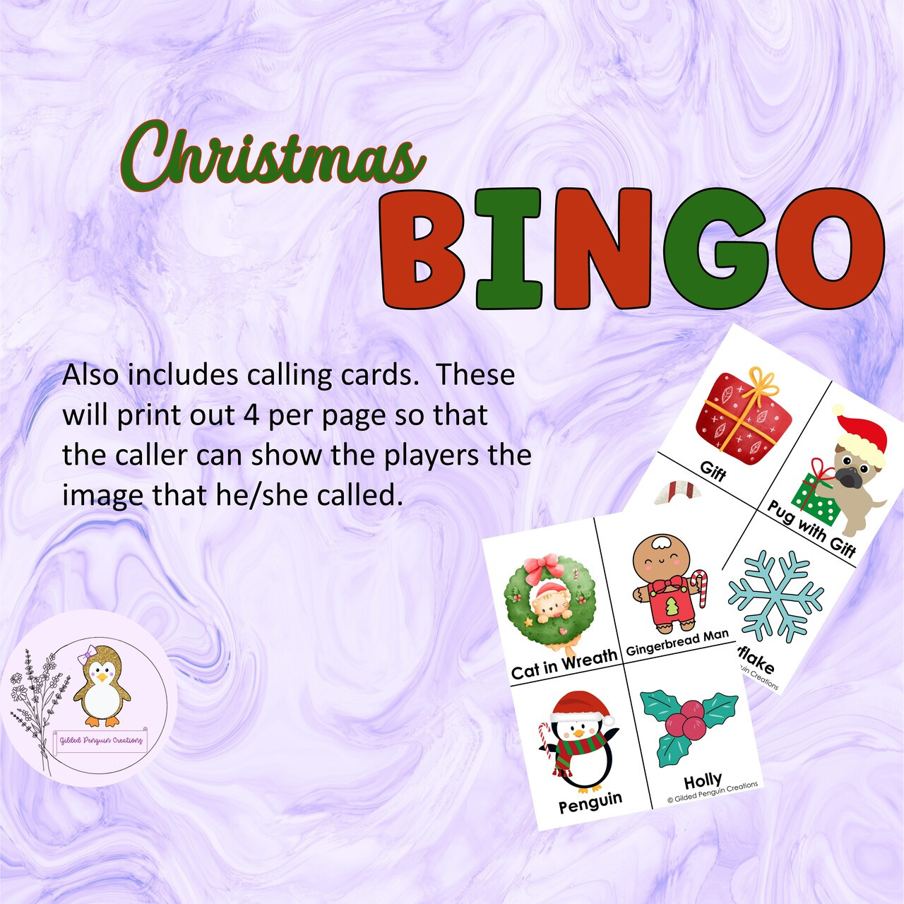 Christmas Bingo Cards Activity Game for Classroom Parties - 5x5