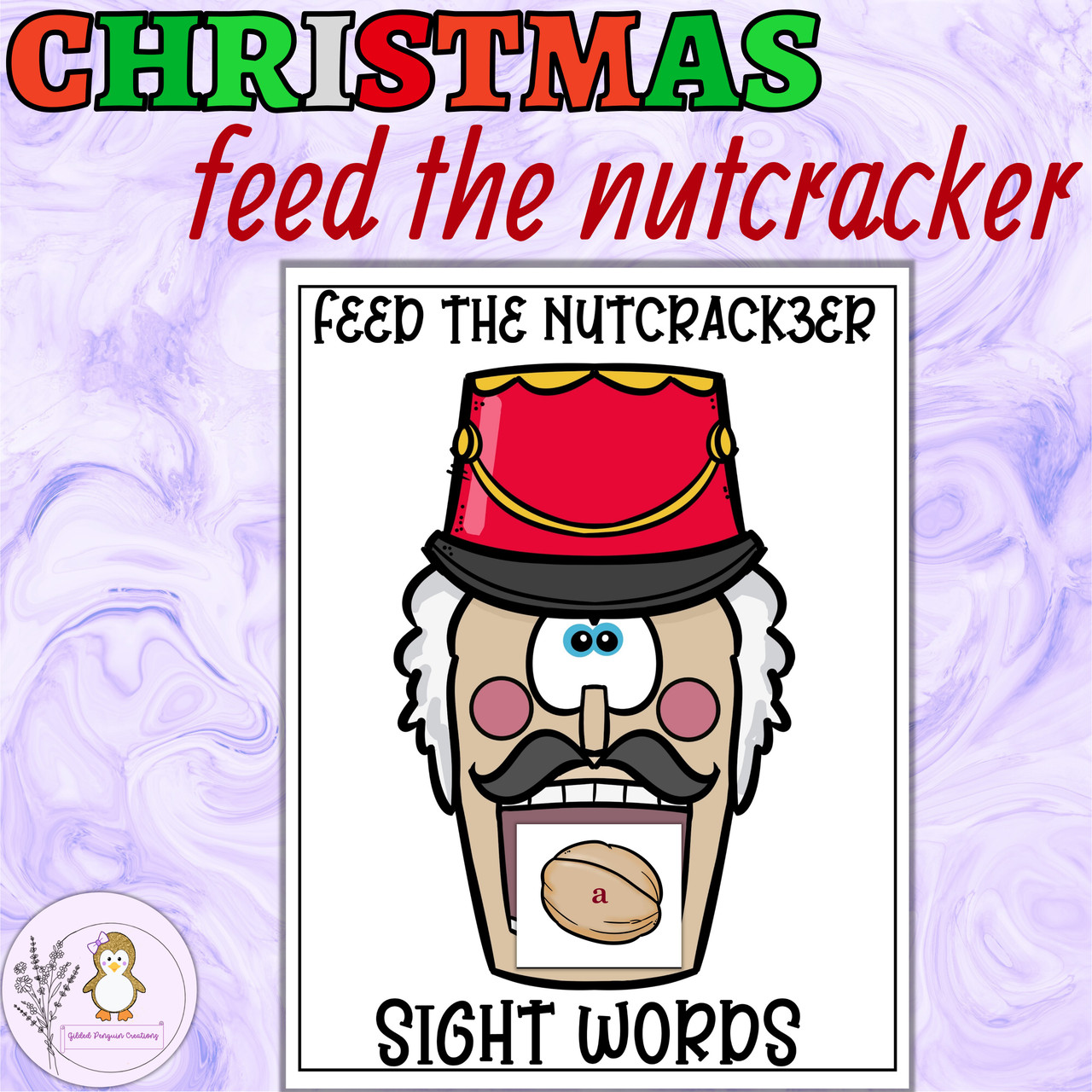 Christmas Feed The Nutcracker Dolch Pre-K Sight Word Game with 40 Words