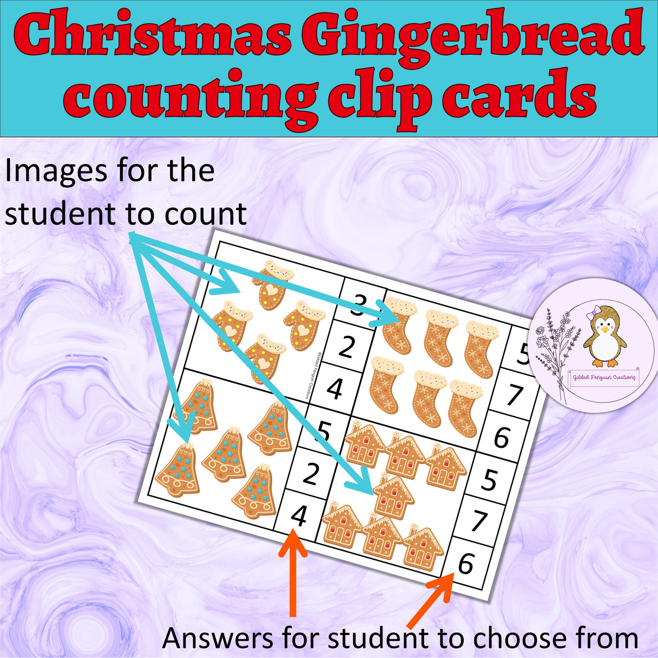 Christmas Gingerbread Counting Clip Cards Learn Numbers 1 to 10 ...
