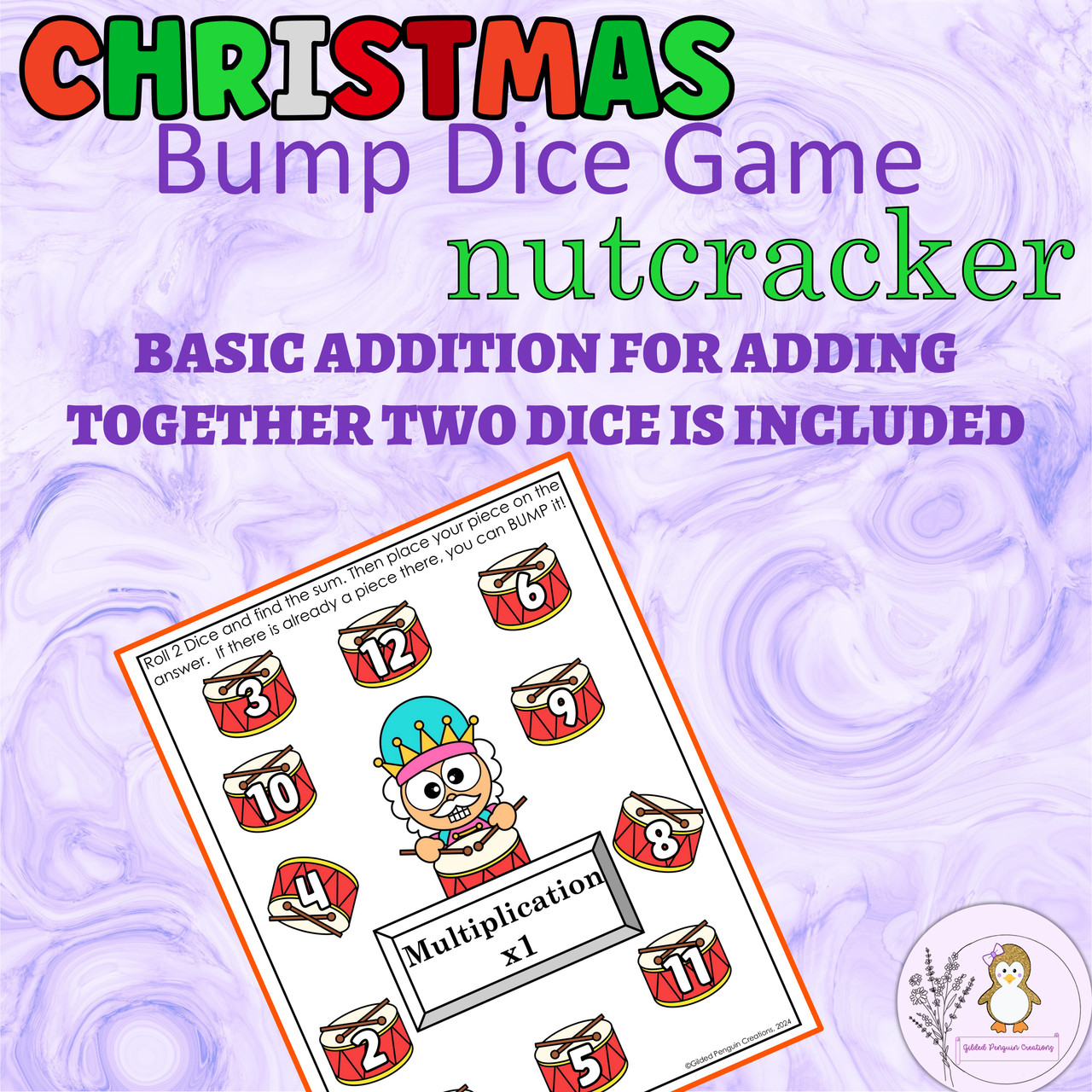 Christmas Multiplication Bump Game Nutcracker Math Dice Game Addition ...