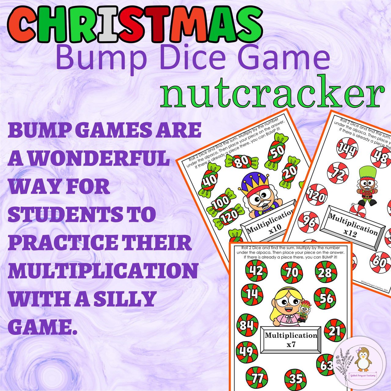 Christmas Multiplication Bump Game Nutcracker Math Dice Game Addition ...