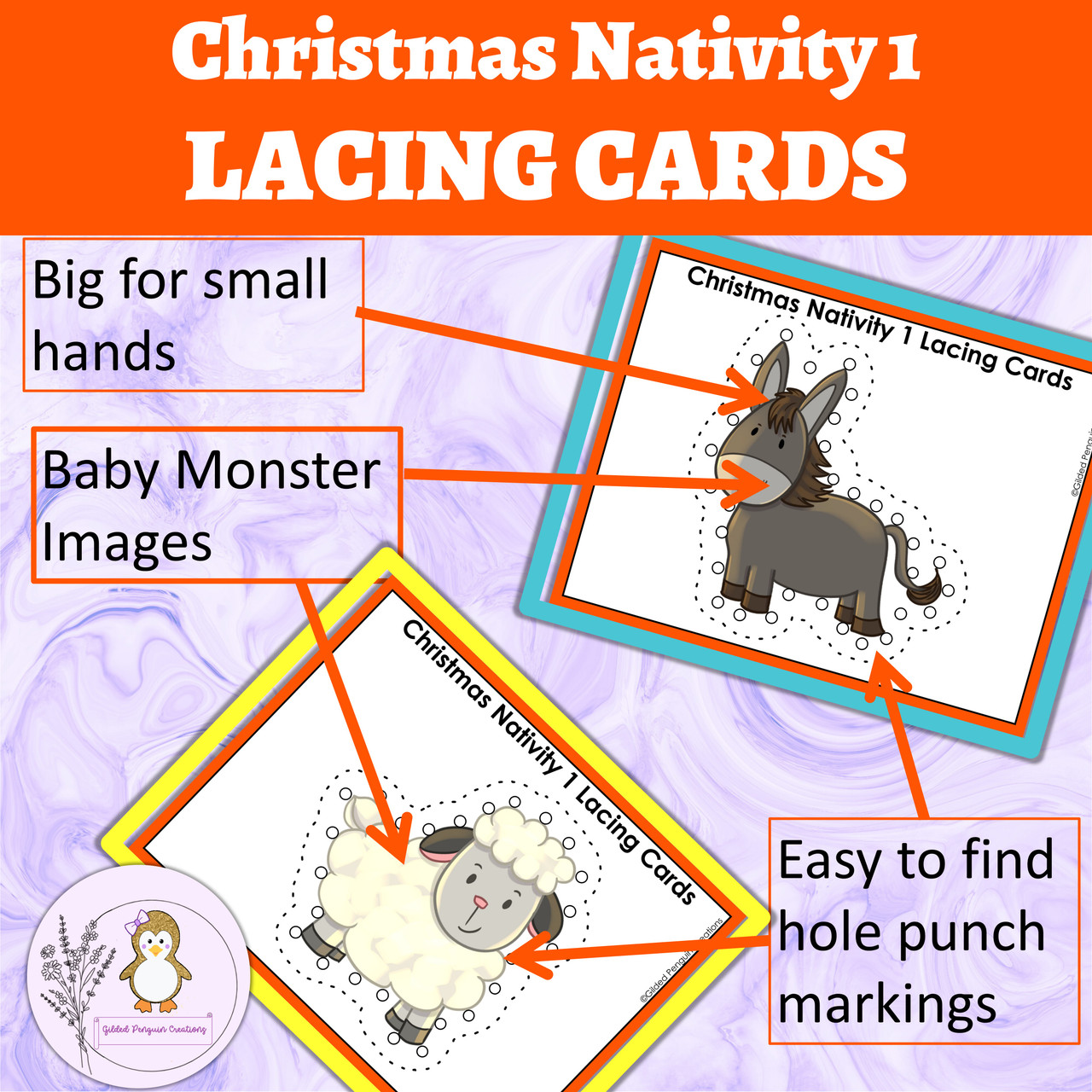 Christmas Nativity Lacing Cards 1 Activity for Early Elementary