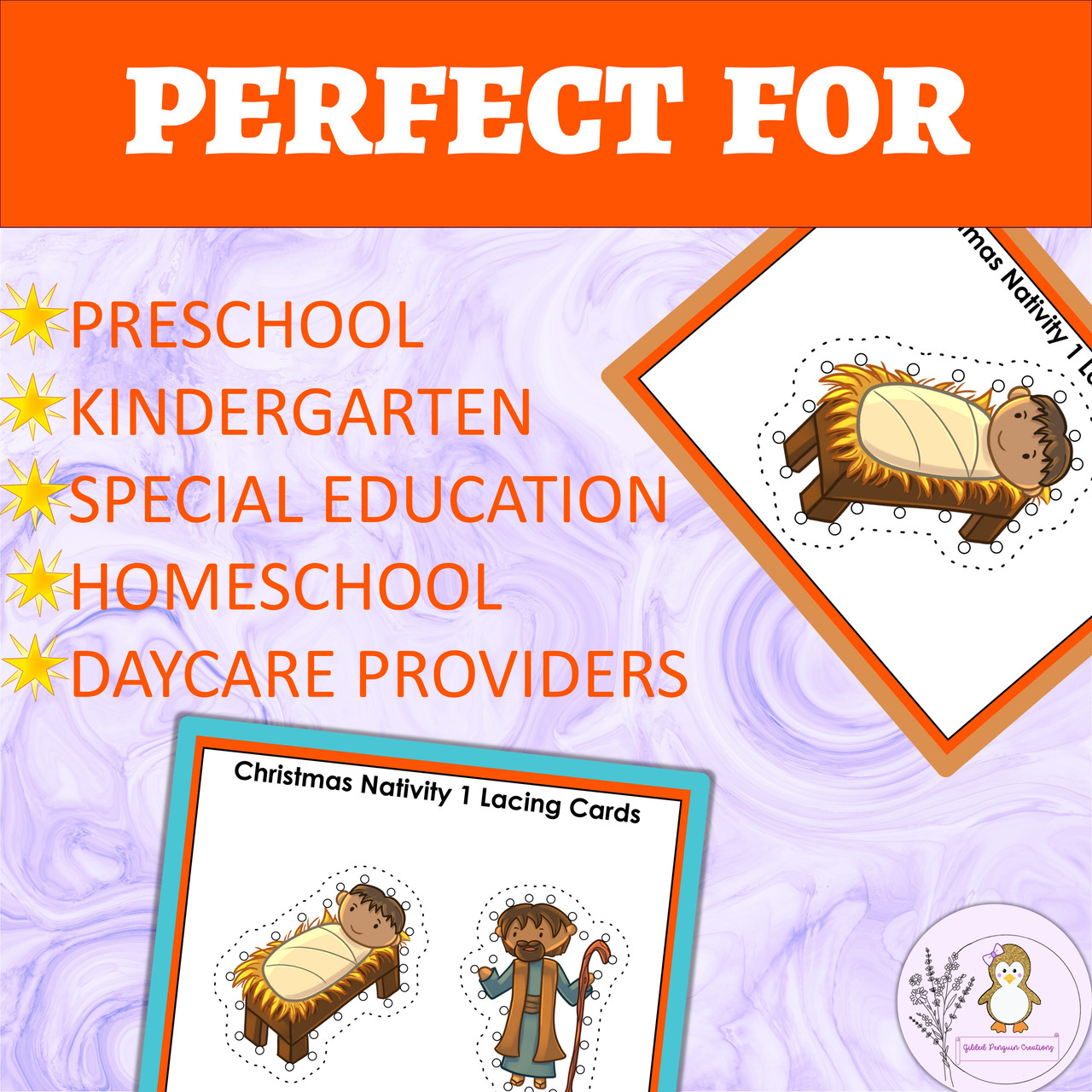 Christmas Nativity Lacing Cards 1 Activity for Early Elementary