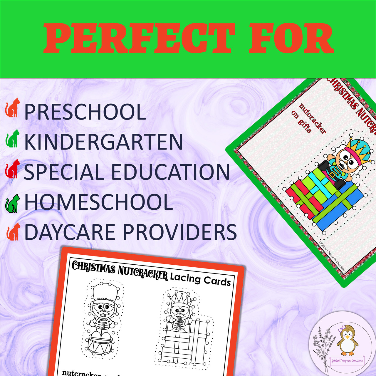 Christmas Nutcracker Lacing Cards Activity for Early Elementary