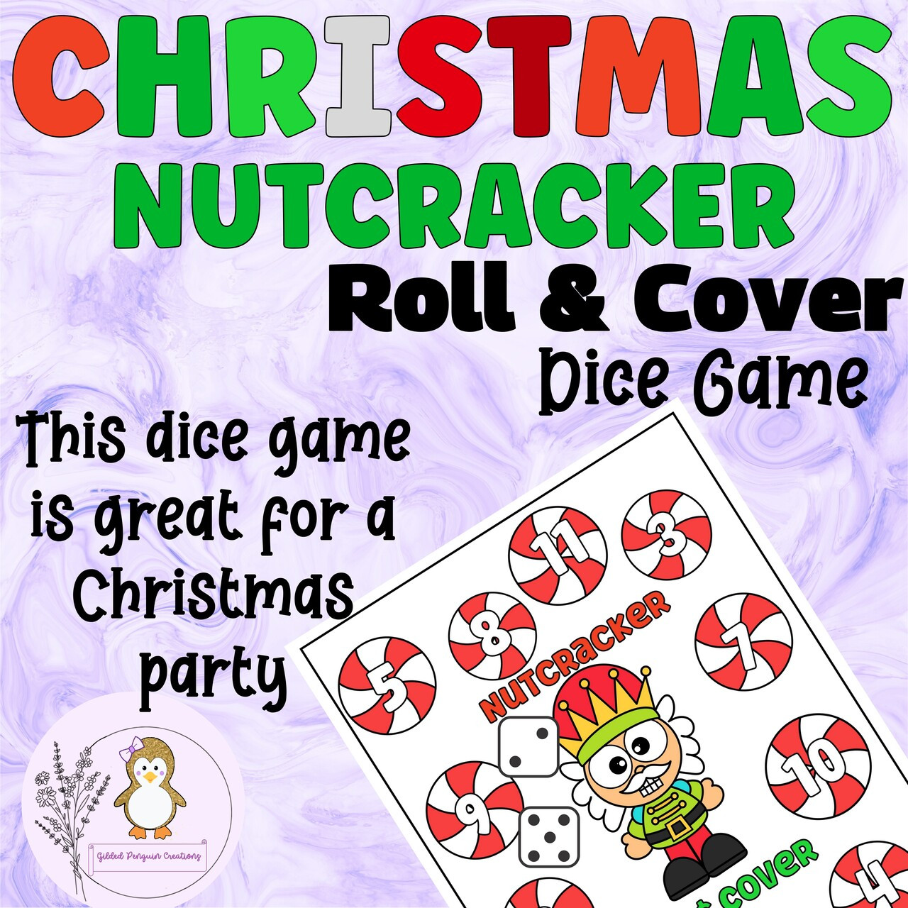 Christmas Nutcracker Roll and Cover Math Game Boards Dice Game Addition ...