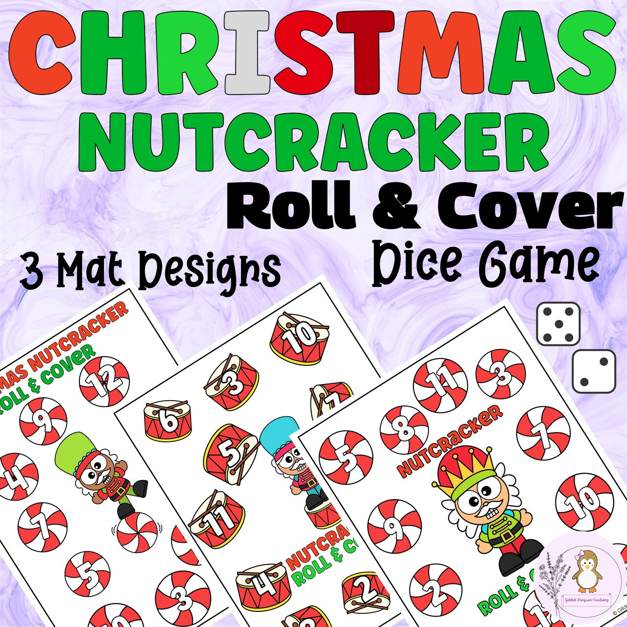 Christmas Nutcracker Roll and Cover Math Game Boards Dice Game Addition ...