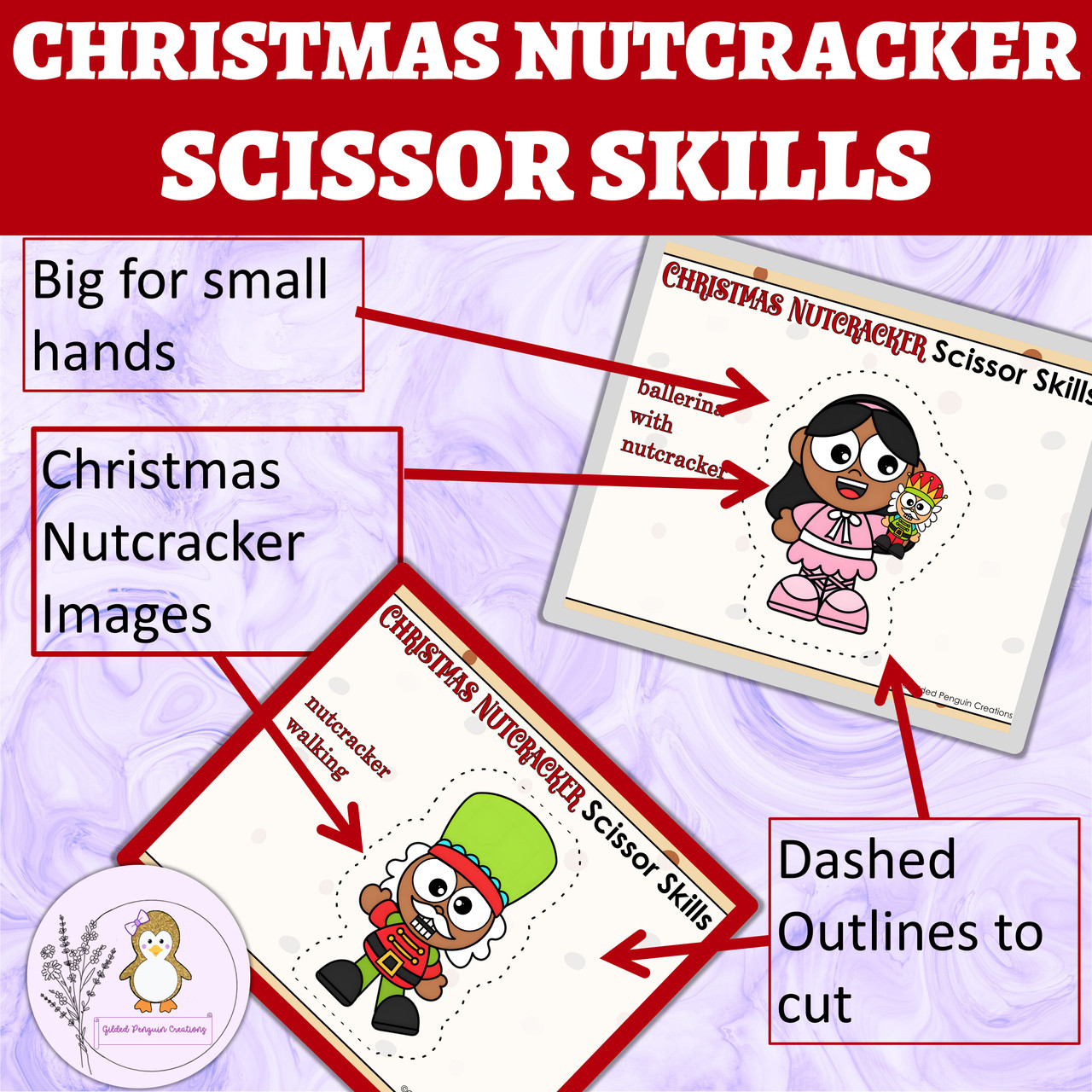 Christmas Nutcracker Scissor Skills Activity Scissor Cutting Practice ...