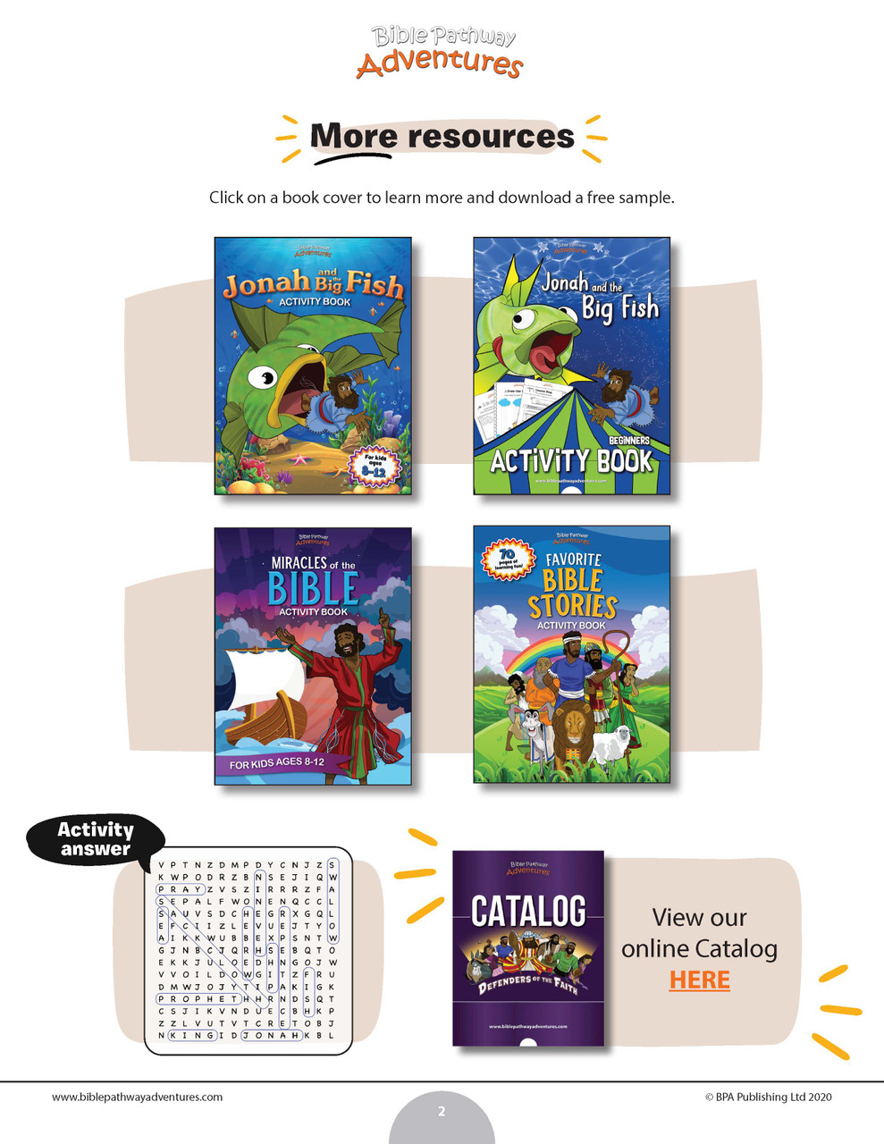 Jonah and the Fish word search puzzle
