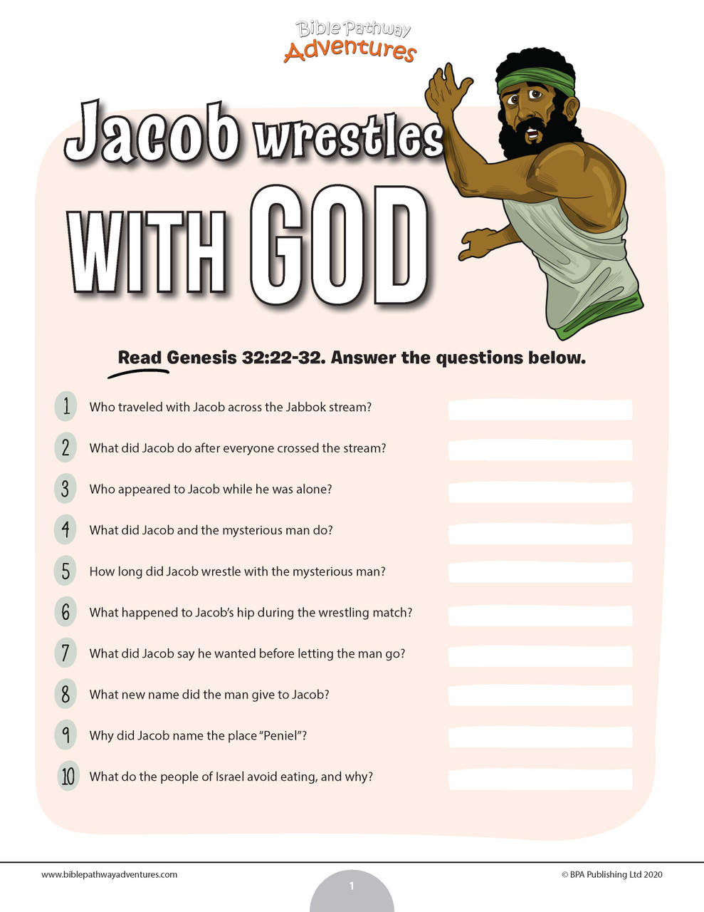 Jacob wrestles with God Bible quiz