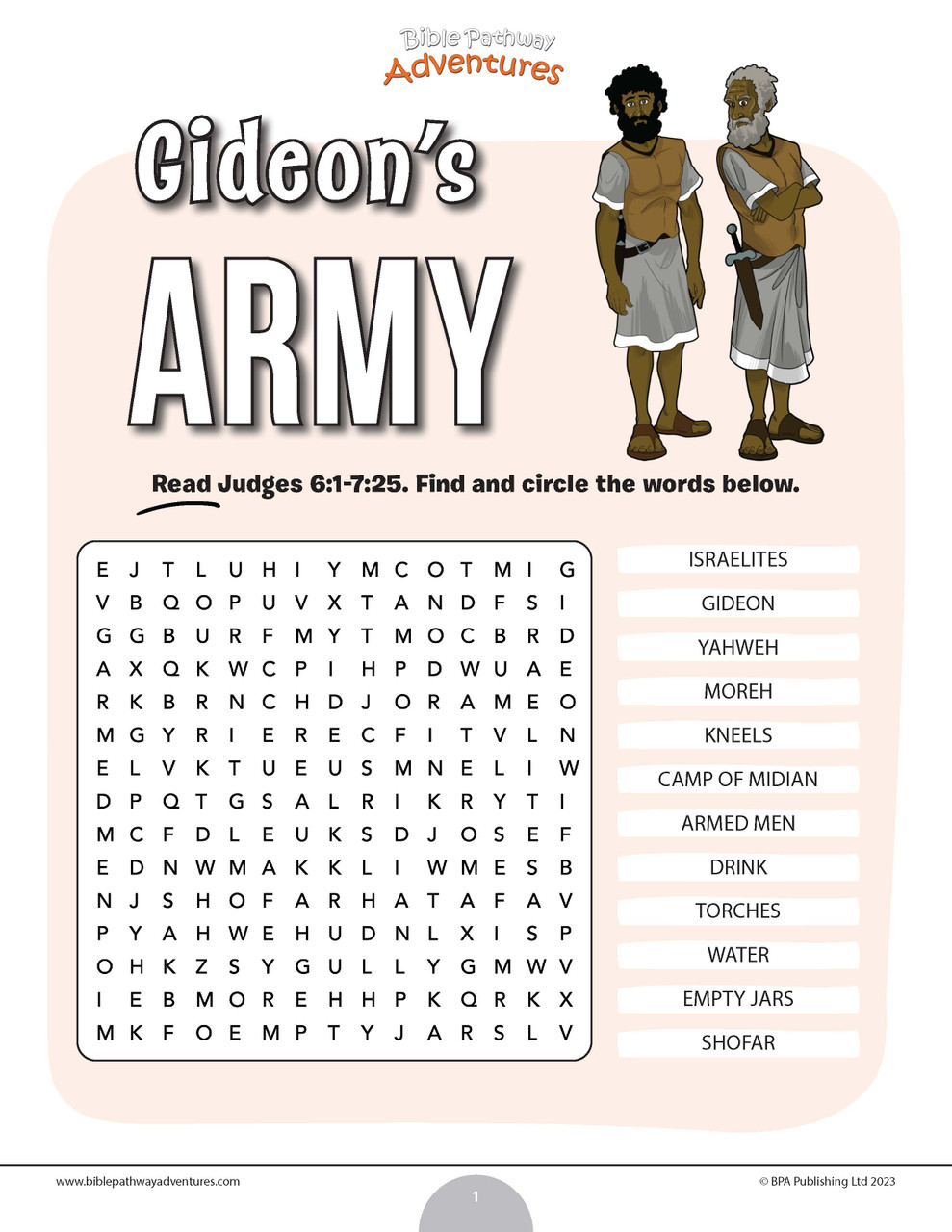 Gideon's Army word search puzzle