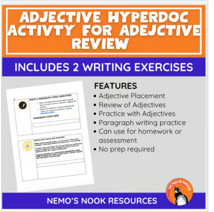 Revised Adjective Hyperdoc Activity (Digital Resource - Fully Editable ...