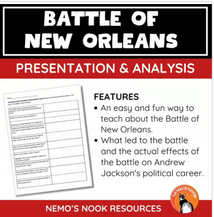 Battle of New Orleans Slide Presentation, Song Analysis, and Writing ...