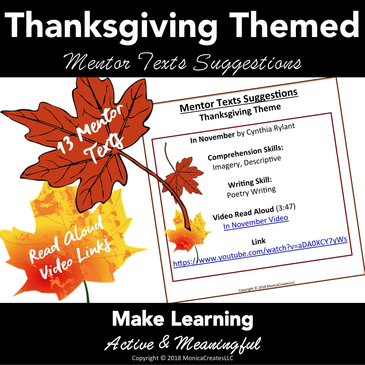 Thanksgiving Reading & Writing Activities: Mentor Texts and Video Links ...