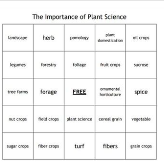 Importance of Plant Science Bingo for an Agriculture II Plant Science ...