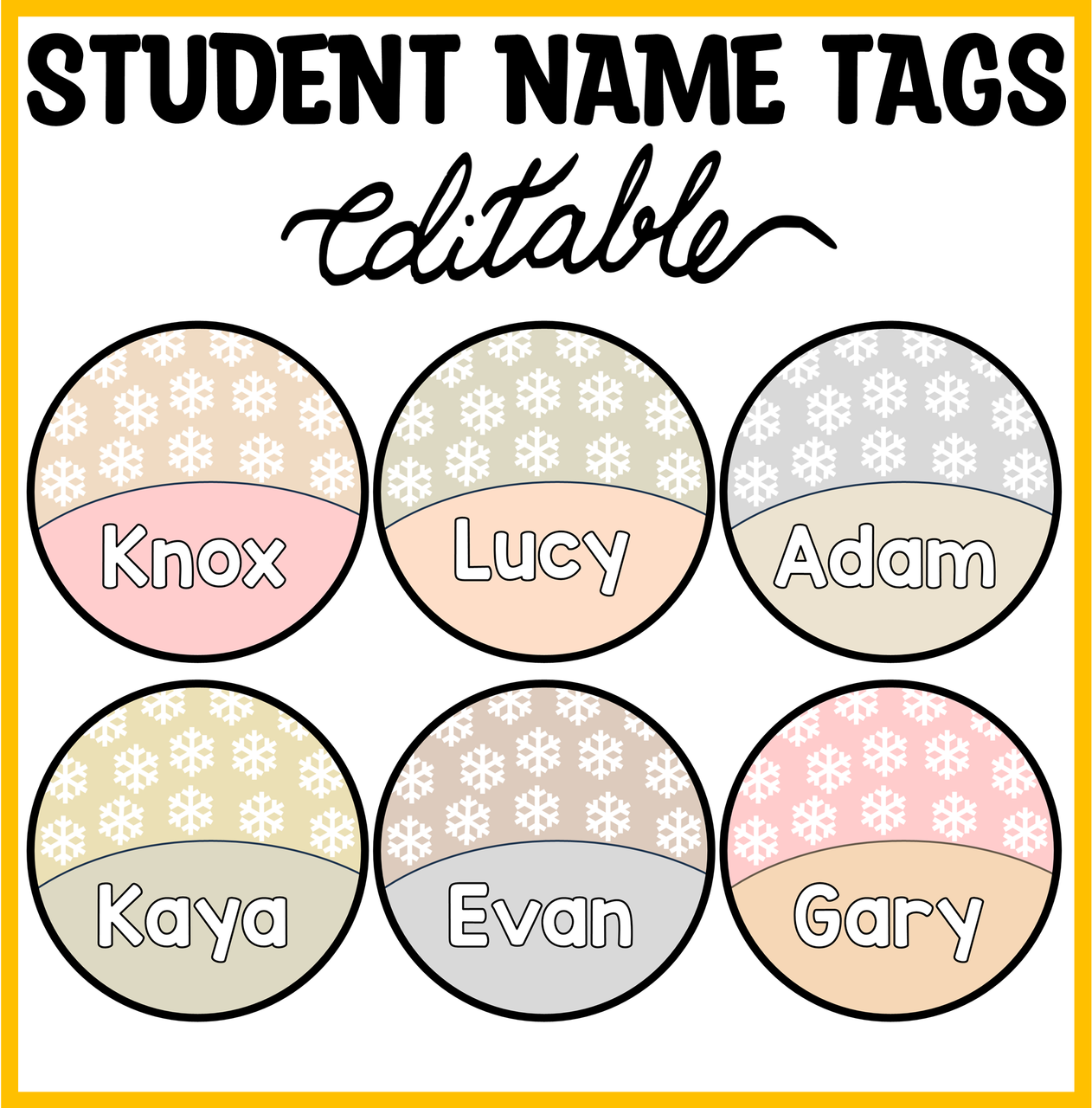 Printable Snowflakes Name Tags, Winter Classroom Labels,Name Badges ...