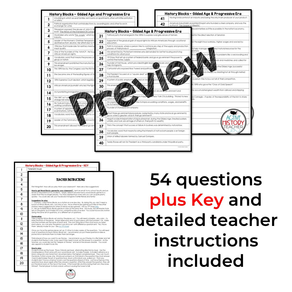 Gilded Age and Progressive Era Review Game EOC Review - Amped Up Learning