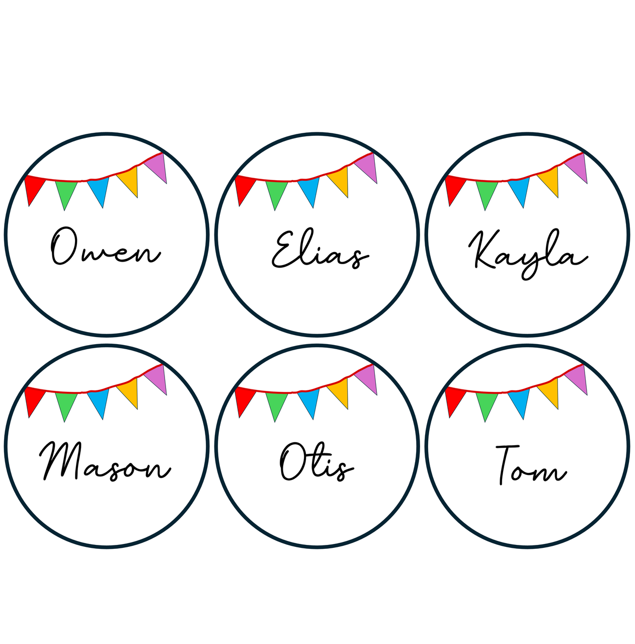 Printable Colorful Round Student Name Labels, Editable Classroom Labels ...