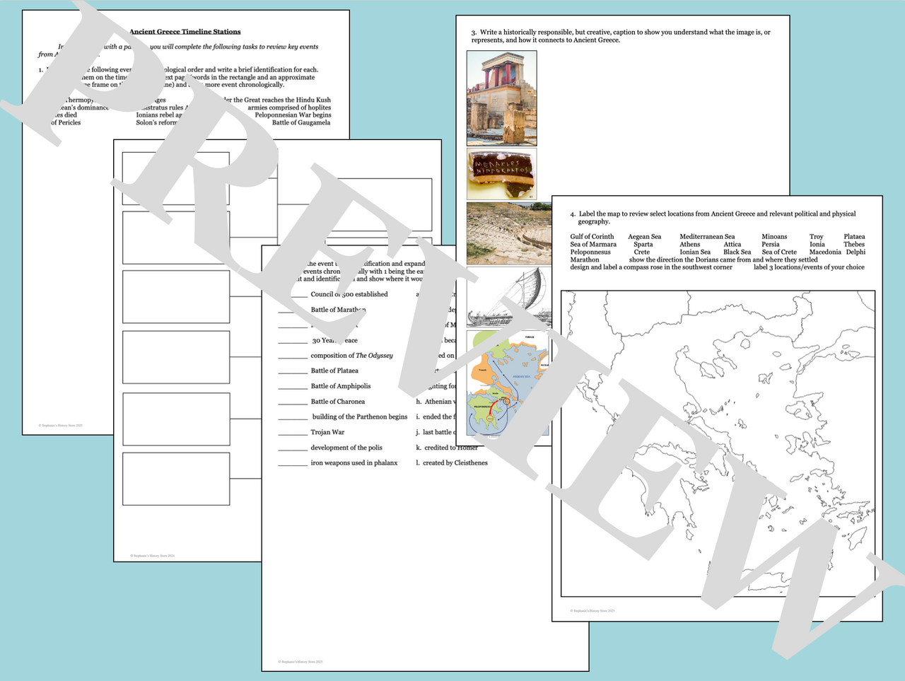 Ancient Greece Timeline Map Image Analysis Stations Activity