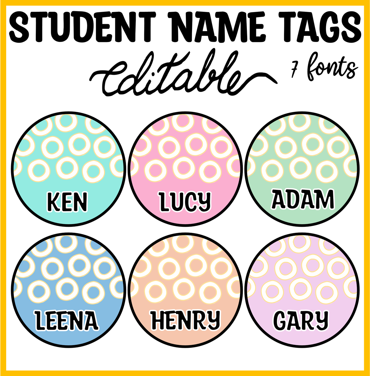 Round Student Name Tags for Elementary Kids, Cubby Labels, Name Plates ...