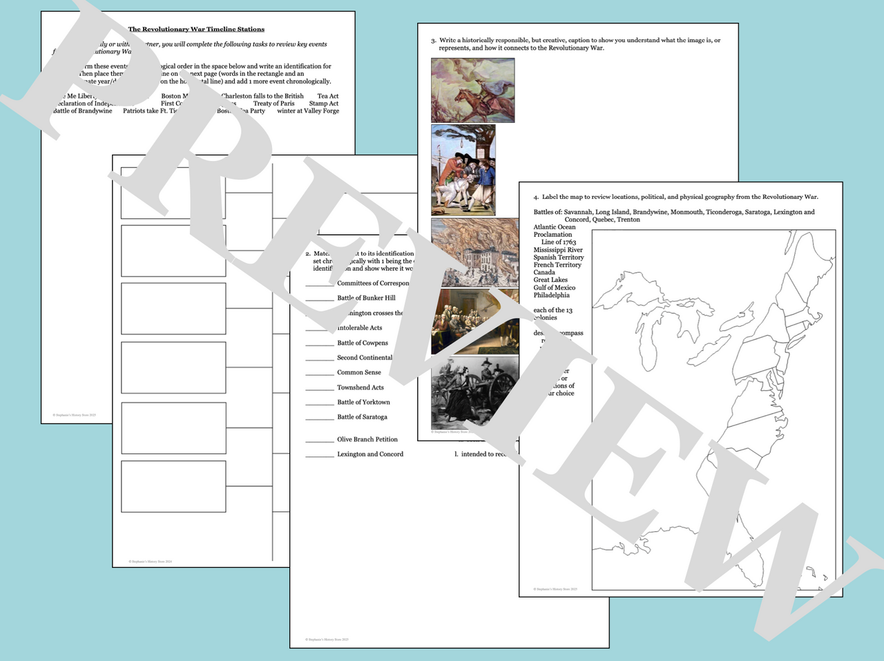 Events of the Revolutionary War Timeline Map Image Analysis Stations ...