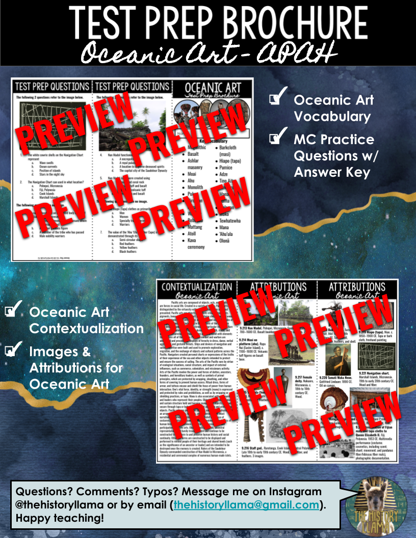Oceanic Art Test Prep Brochure - AP Art History - Amped Up Learning