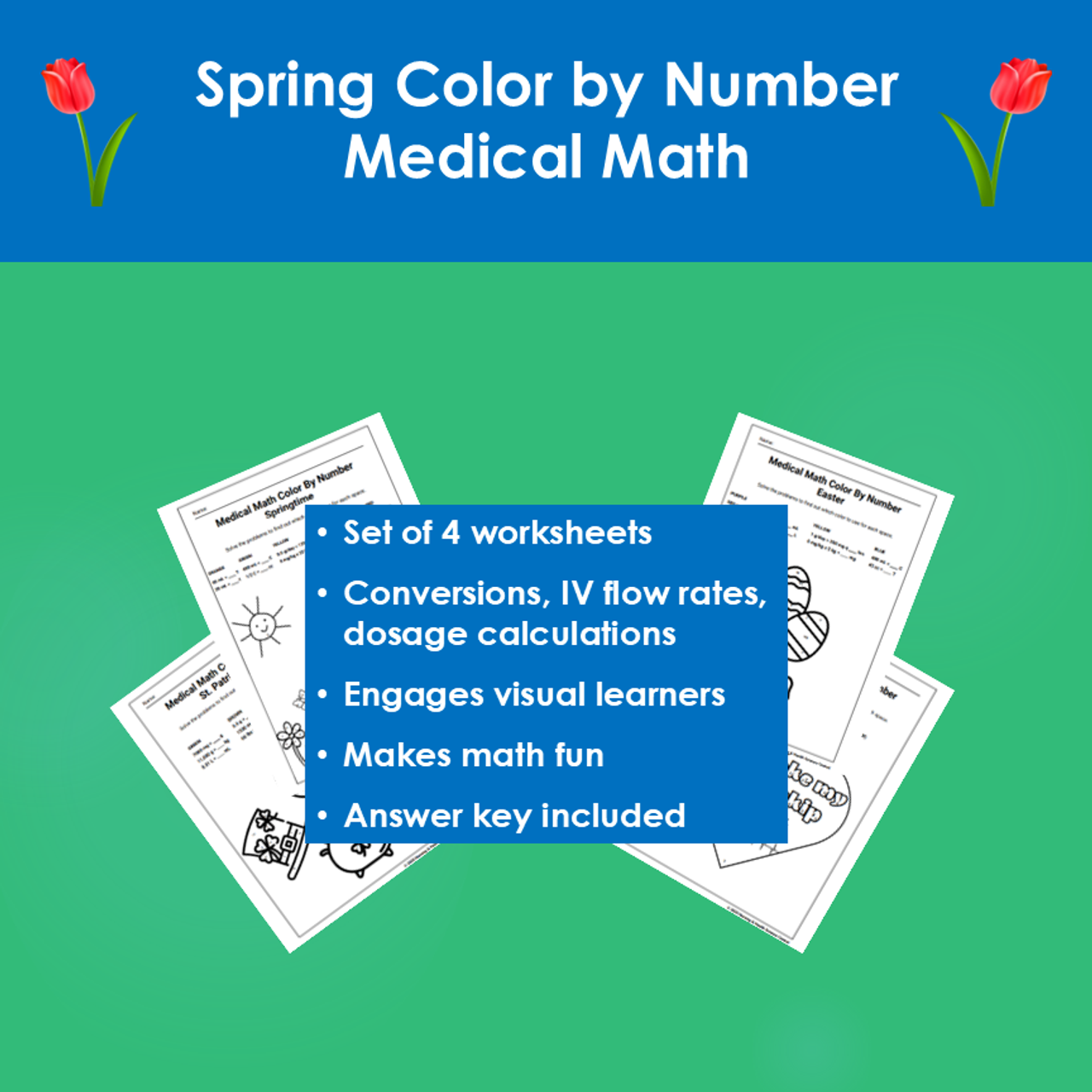 Spring Color by Number Medical Math - Amped Up Learning