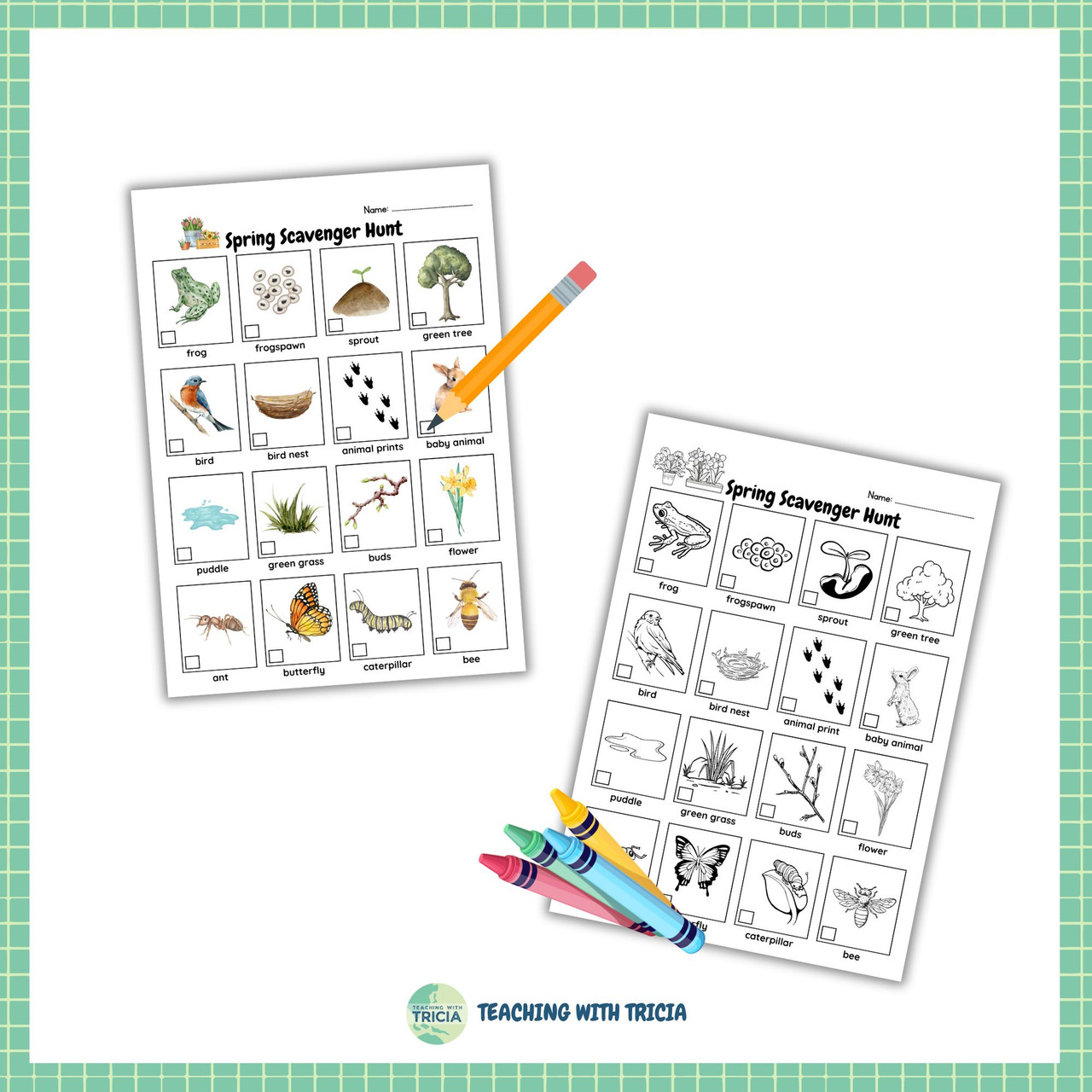 Nature Walk Scavenger Hunt - Spring: Color & Black/White - Amped Up ...